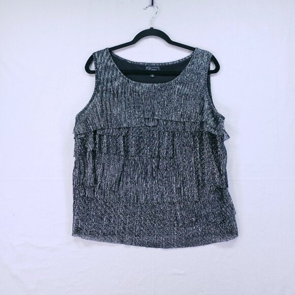 dressbarn | Tops | Vintage Collection Dressbarn Silver Metallic Unique ...